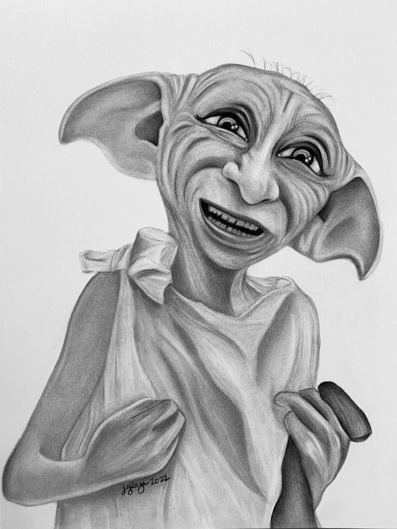 Dobby From Harry Potter Charcoal Drawing 8.5 X 11 - Etsy UK