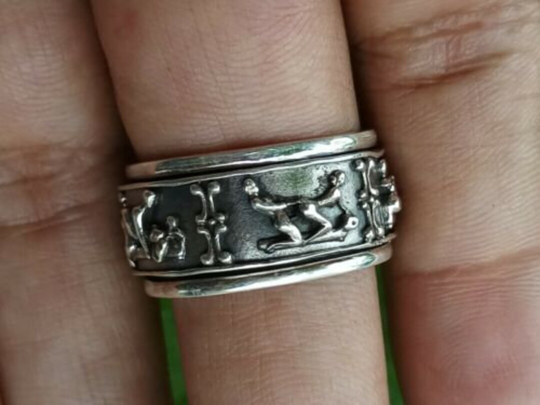 Sexual Silver Ring for Men, Spinner Ring for Women, Worry Band Ring ...
