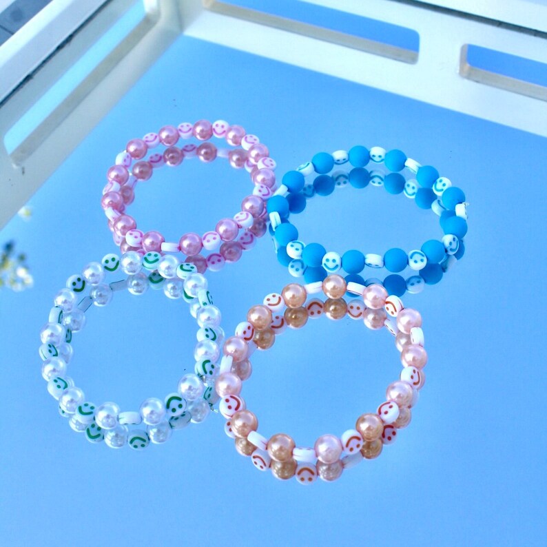 The Smiley Face Collection | Pack of Three Handmade Beaded Bracelets ...