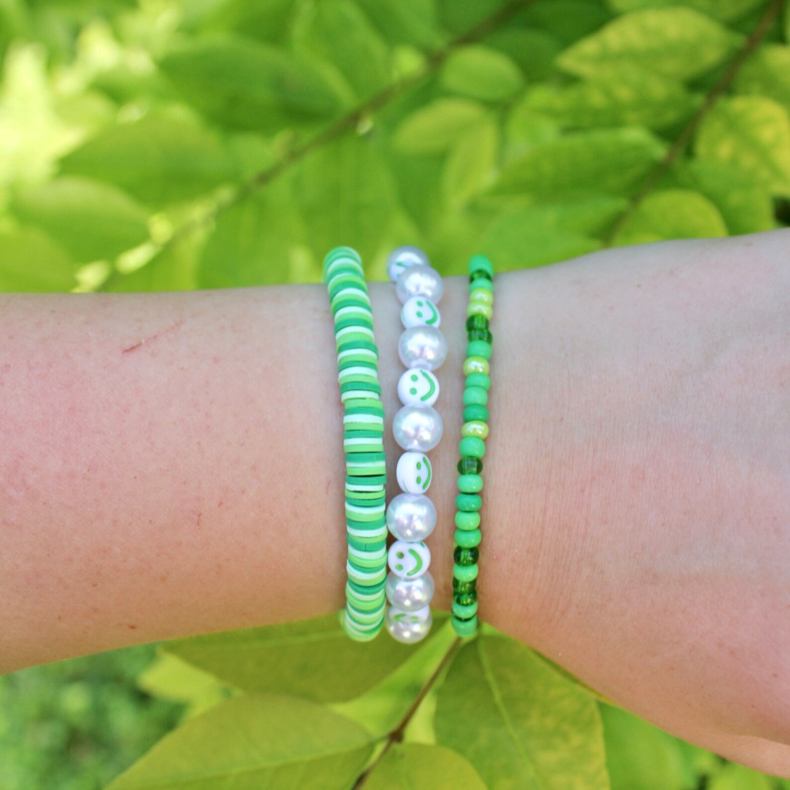 The Smiley Face Collection Pack of Three Handmade Beaded Bracelets ...
