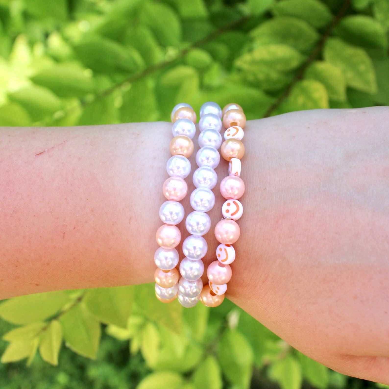 The Smiley Face Collection Pack of Three Handmade Beaded Bracelets ...