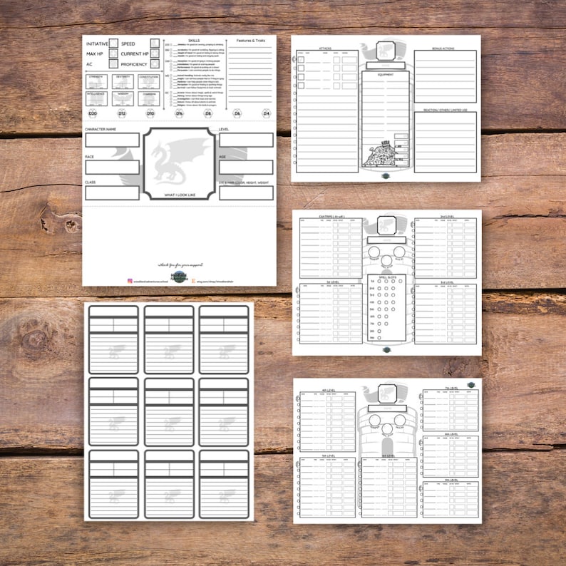 DnD Character Sheet Set Kid Friendly Spell Cards PDF - Etsy.de