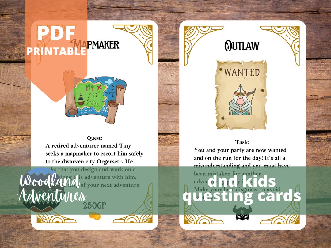 Dnd Questing Cards • 23 Children's Quests/activities • PDF • Digital ...