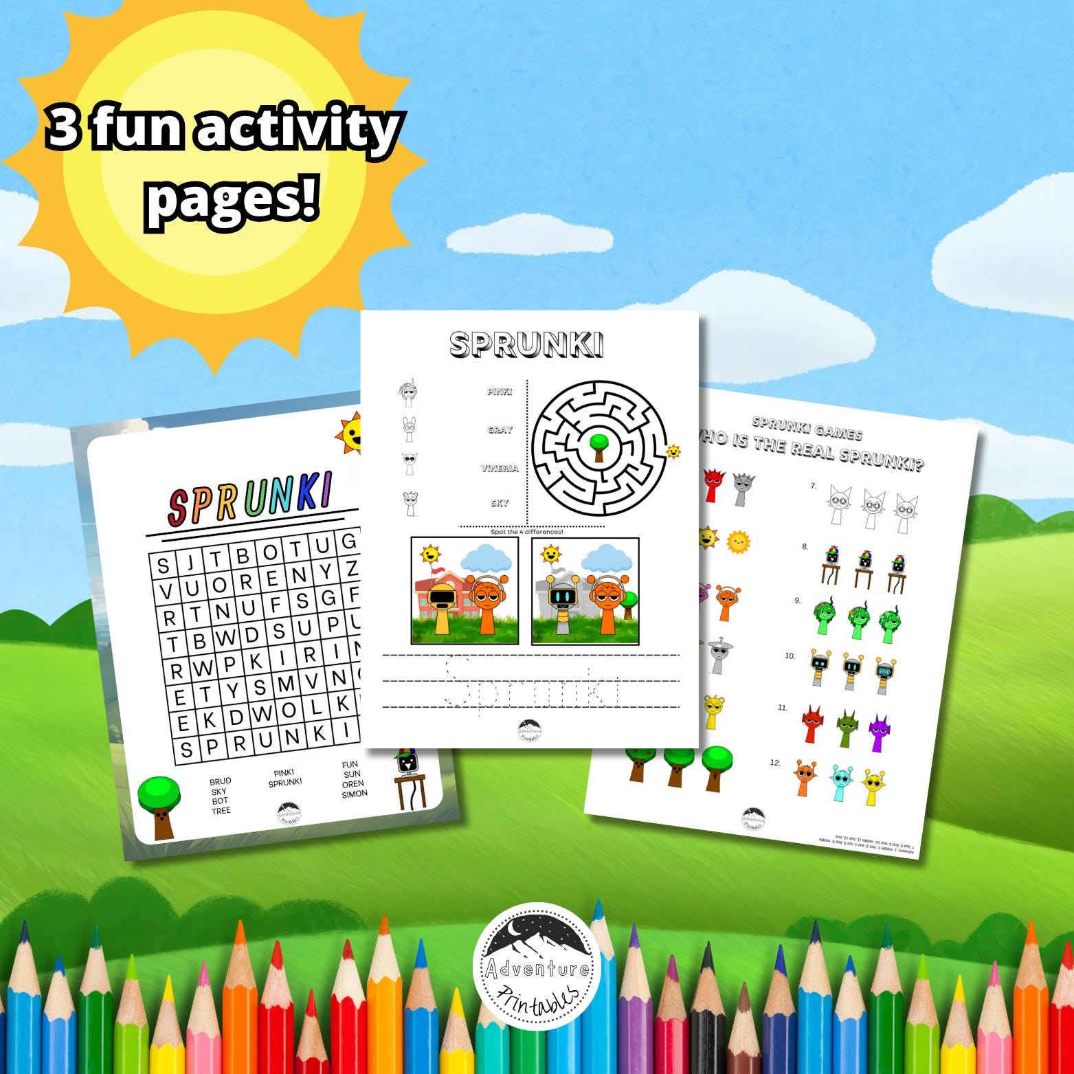 Sprunki Adventures Worksheets: Letters, Colors, and Puzzles Fun! • PDF ...