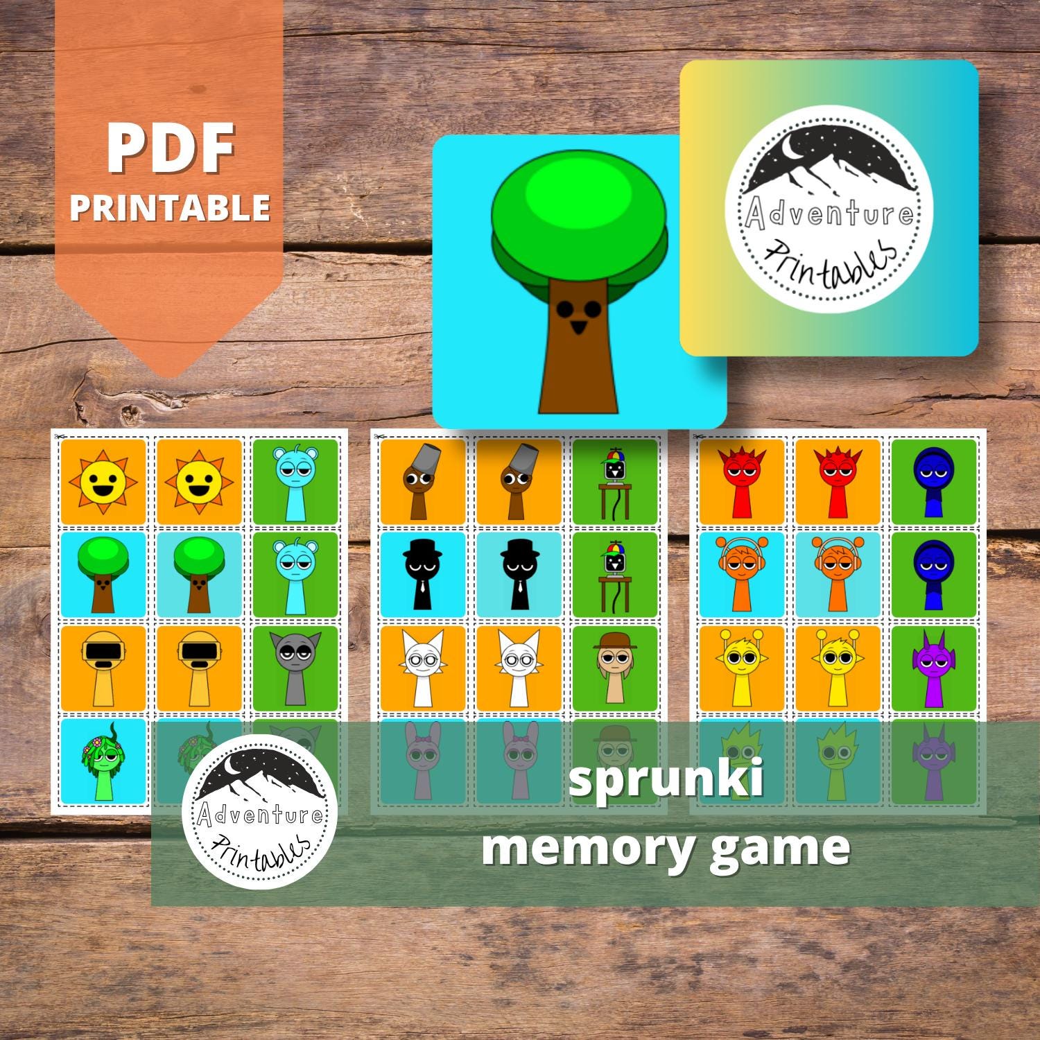 Sprunki Memory Game Cards • PDF - Etsy