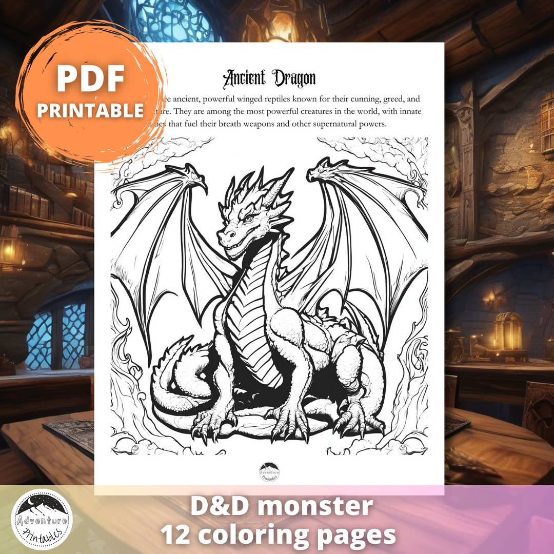 Dnd 12 Coloring Pages • Printable Fantasy Art for All Ages • PDF - Etsy