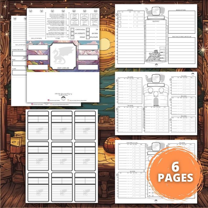 Ultimate Dnd Character Sheet Set for Kids • Custom Nameplate & Spell ...