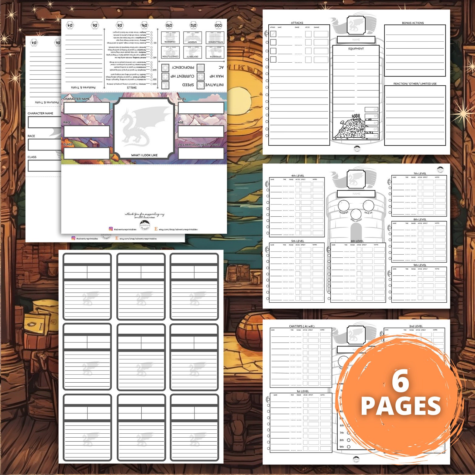 Ultimate Dnd Character Sheet Set for Kids • Custom Nameplate & Spell ...