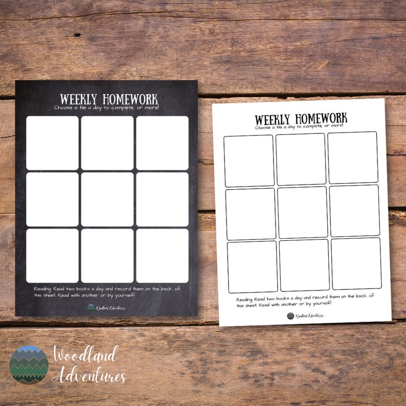 Weekly Homework Template • PDF - Etsy