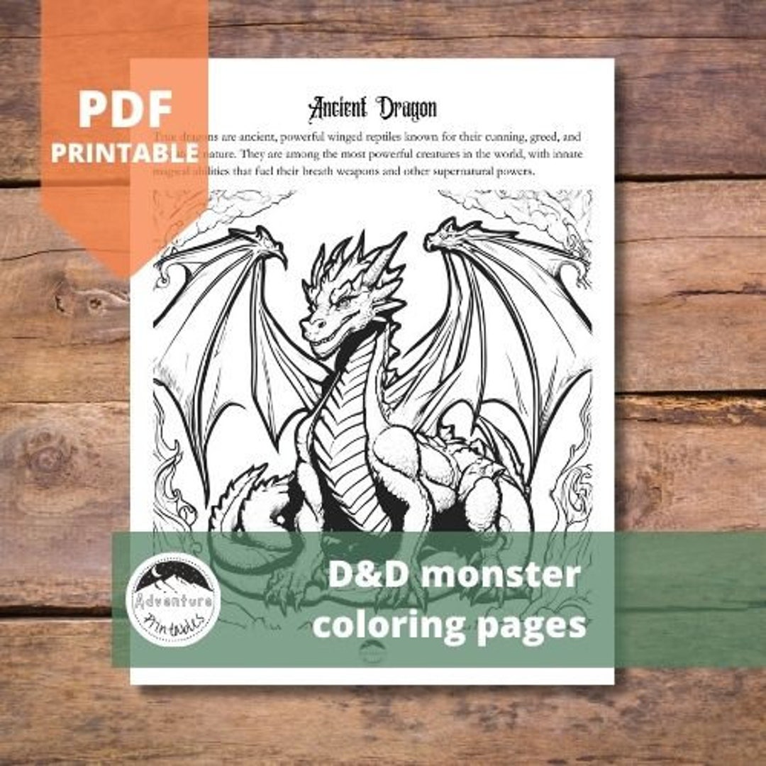 Dungeons & Dragons Coloring Pages Printable Fantasy Art for All Ages ...