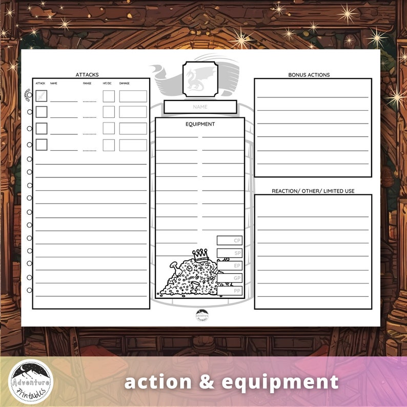 Ultimate Dnd Character Sheet Set for Kids • Custom Nameplate & Spell ...