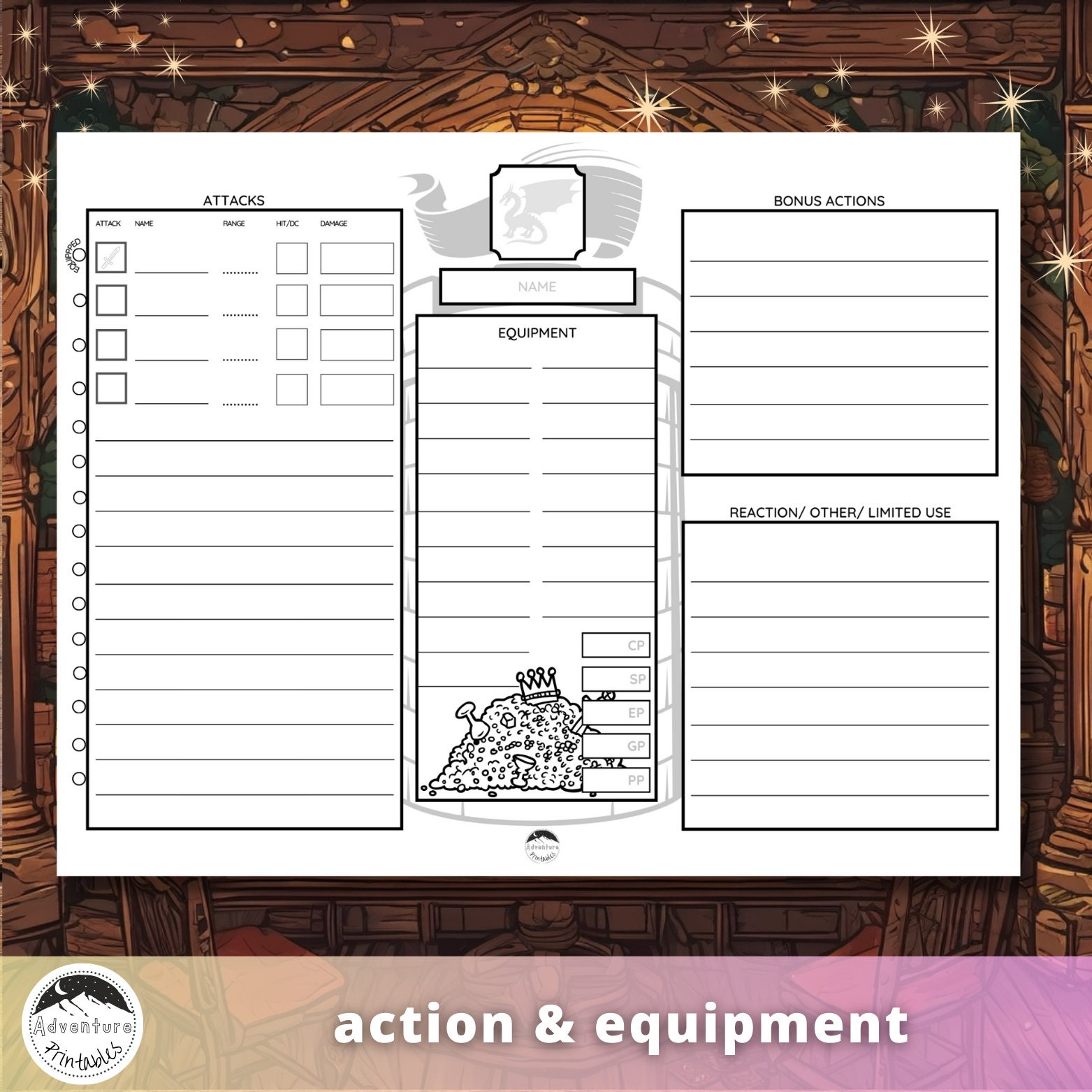 Ultimate Dnd Character Sheet Set for Kids • Custom Nameplate & Spell ...