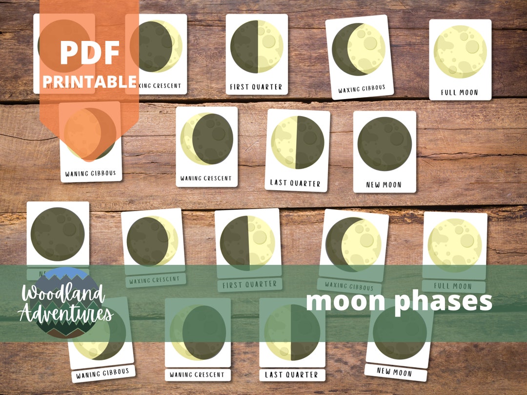 MOON PHASES • Home-school •PDF • Nomenclature Cards • Montessori Cards ...