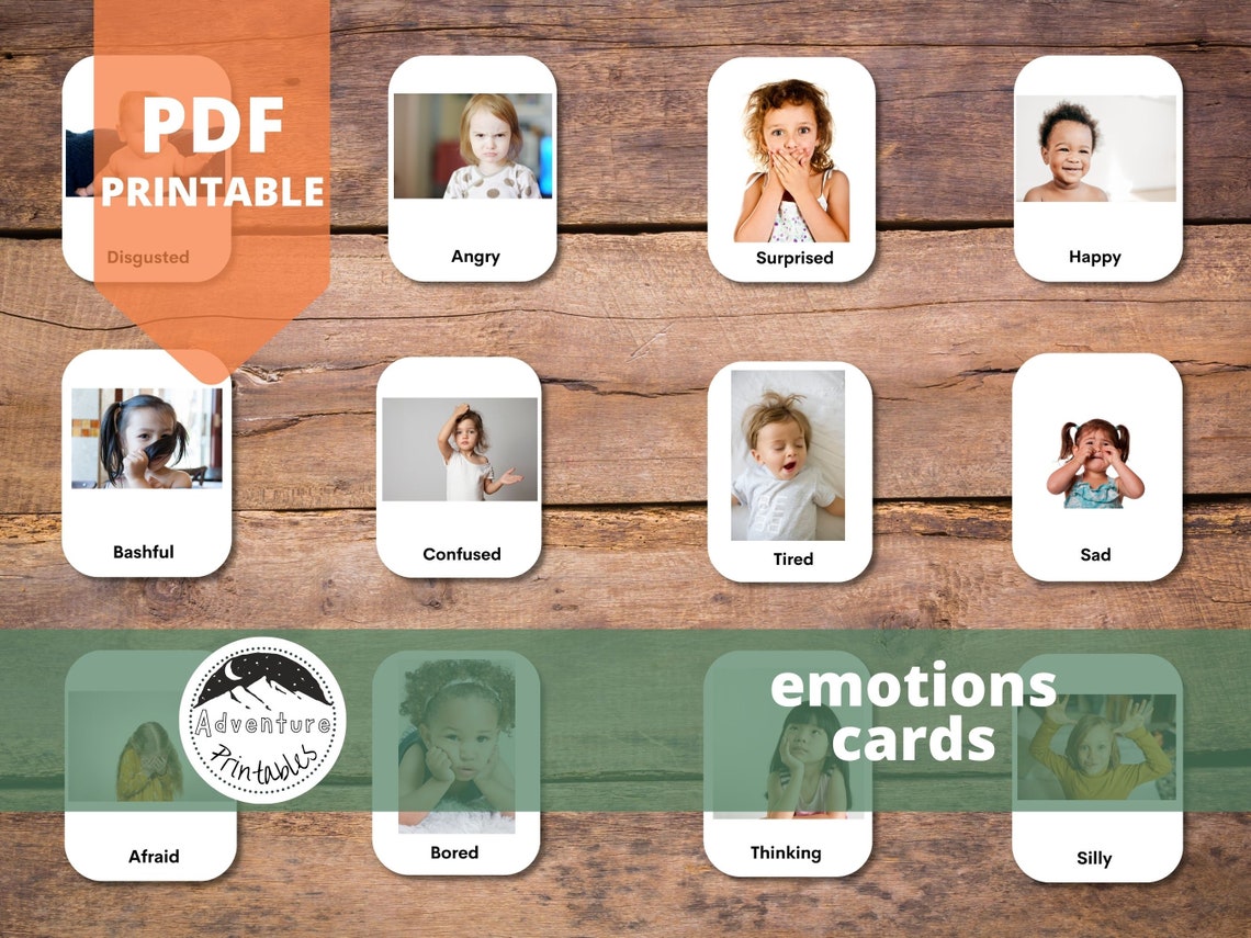 Printable Emotions Flash Cards for Kids • Learn and Identify Feelings ...