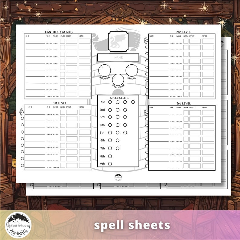 Ultimate Dnd Character Sheet Set for Kids • Custom Nameplate & Spell ...