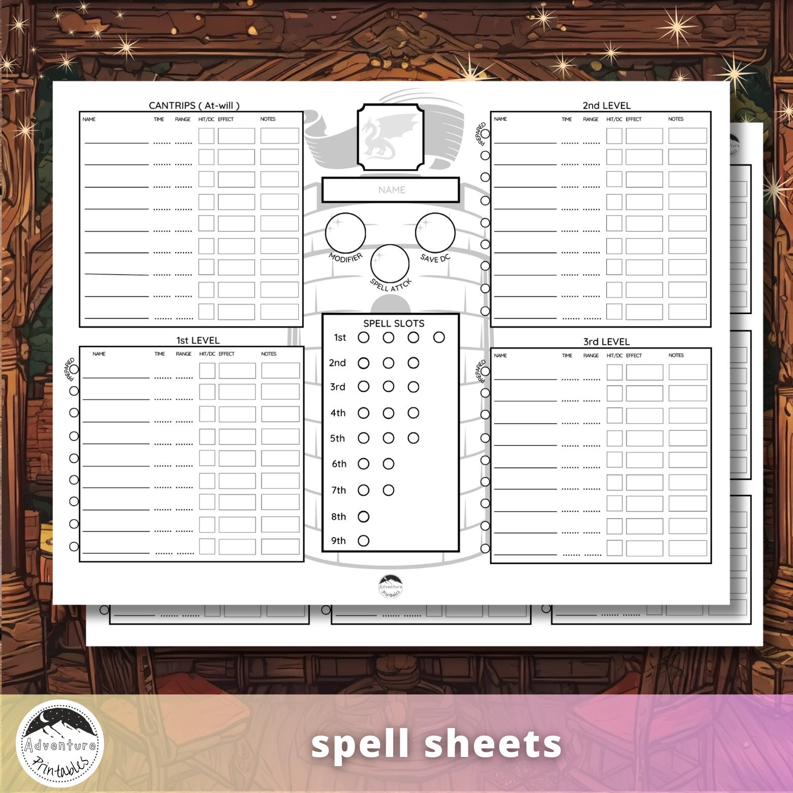Ultimate Dnd Character Sheet Set for Kids • Custom Nameplate & Spell ...