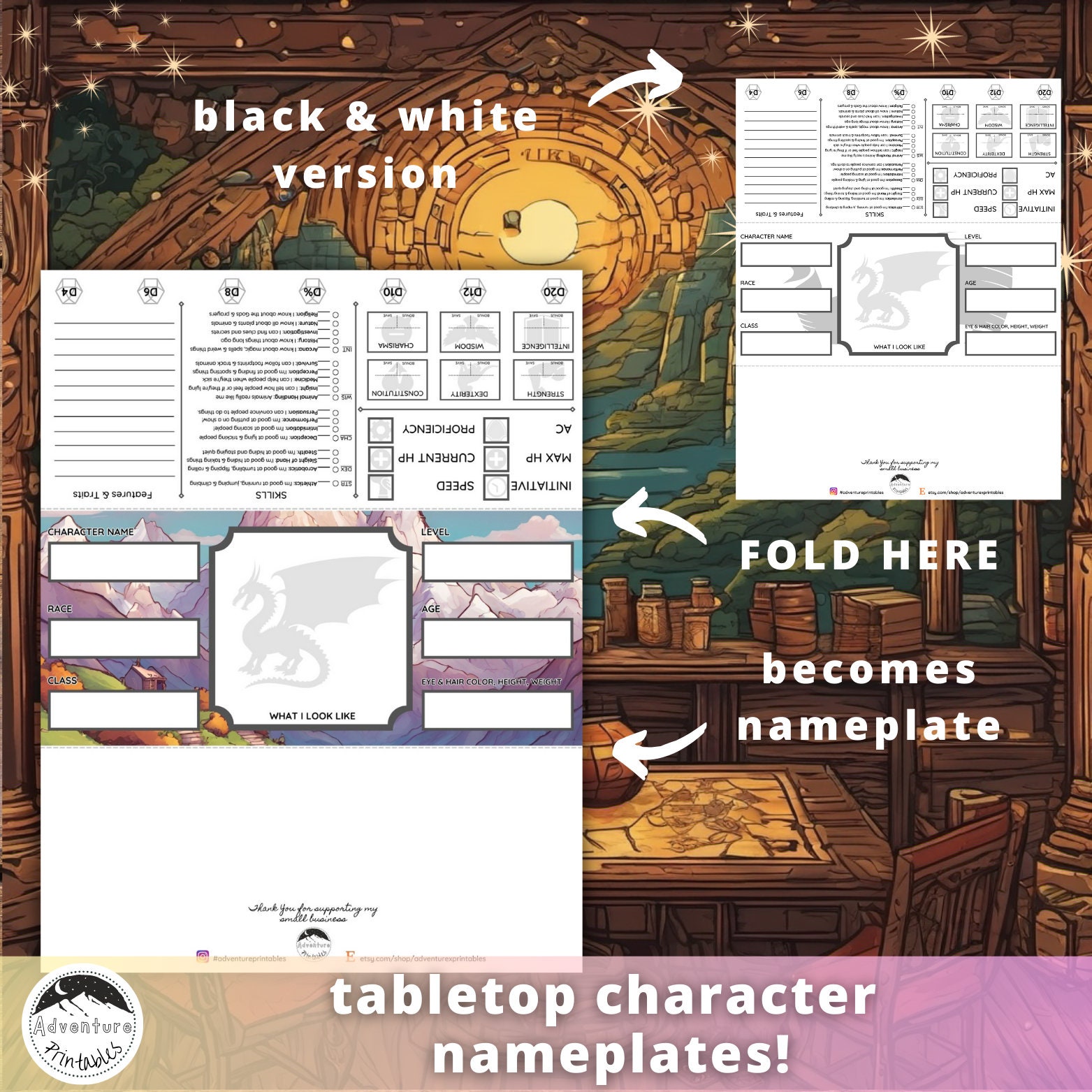 Ultimate Dnd Character Sheet Set for Kids • Custom Nameplate & Spell ...