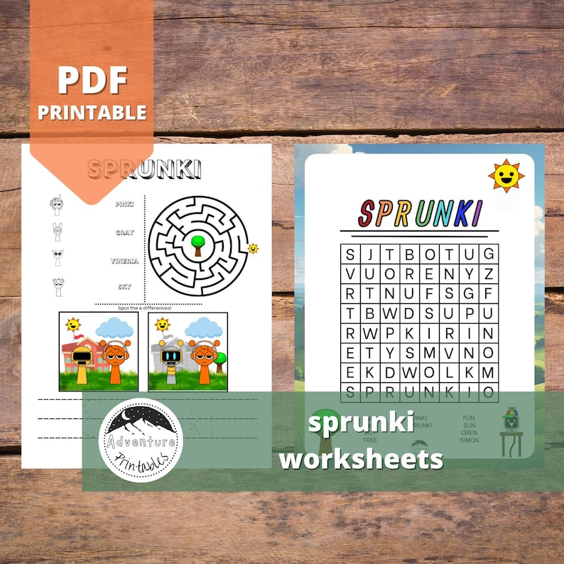 Sprunki Adventures Worksheets: Letters, Colors, and Puzzles Fun! • PDF ...