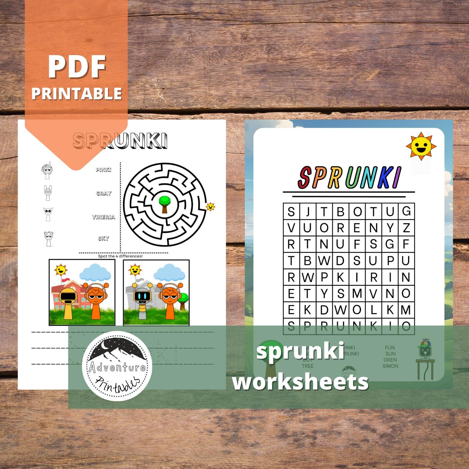 Sprunki Adventures Worksheets: Letters, Colors, and Puzzles Fun! • PDF ...