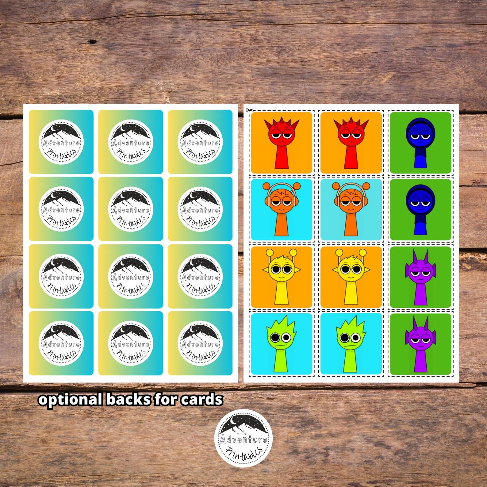 Sprunki Memory Game Cards • PDF - Etsy