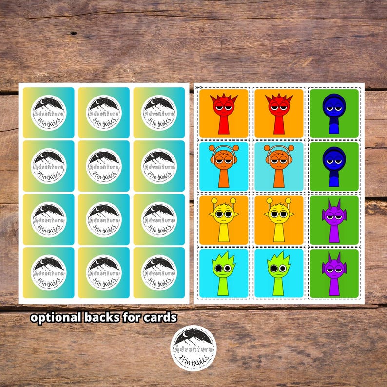 Sprunki Memory Game Cards • PDF - Etsy