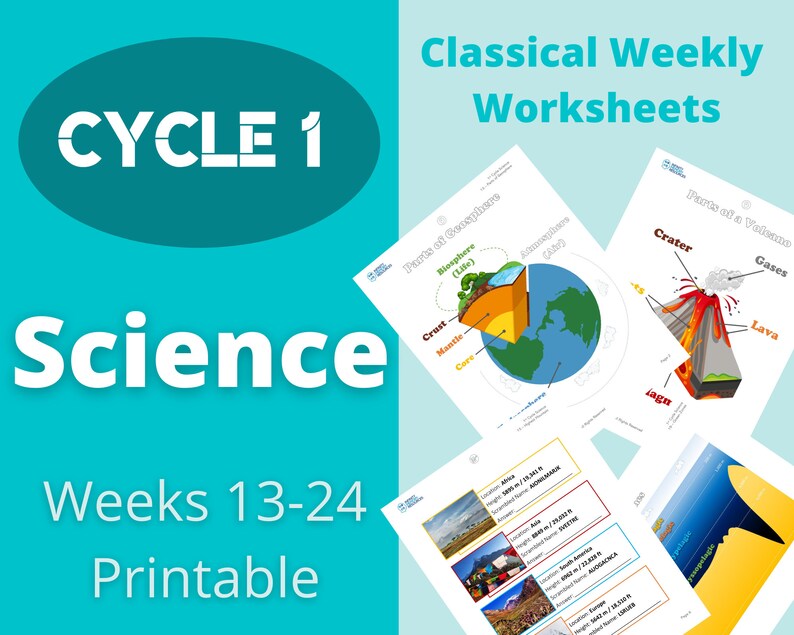 Cycle 1 Science Classical Weekly Worksheets Weeks 13-24 - Etsy