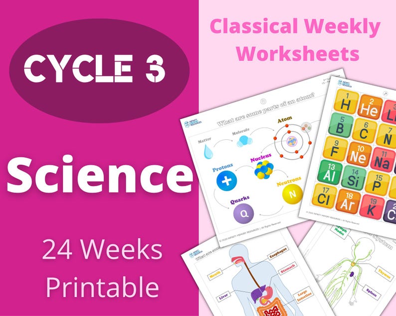 Cycle 3 - Science - Classical Weekly Worksheets - 24 Weeks - Etsy