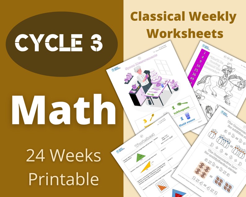 Cycle 3 Math Classical Weekly Worksheets 24 Weeks - Etsy