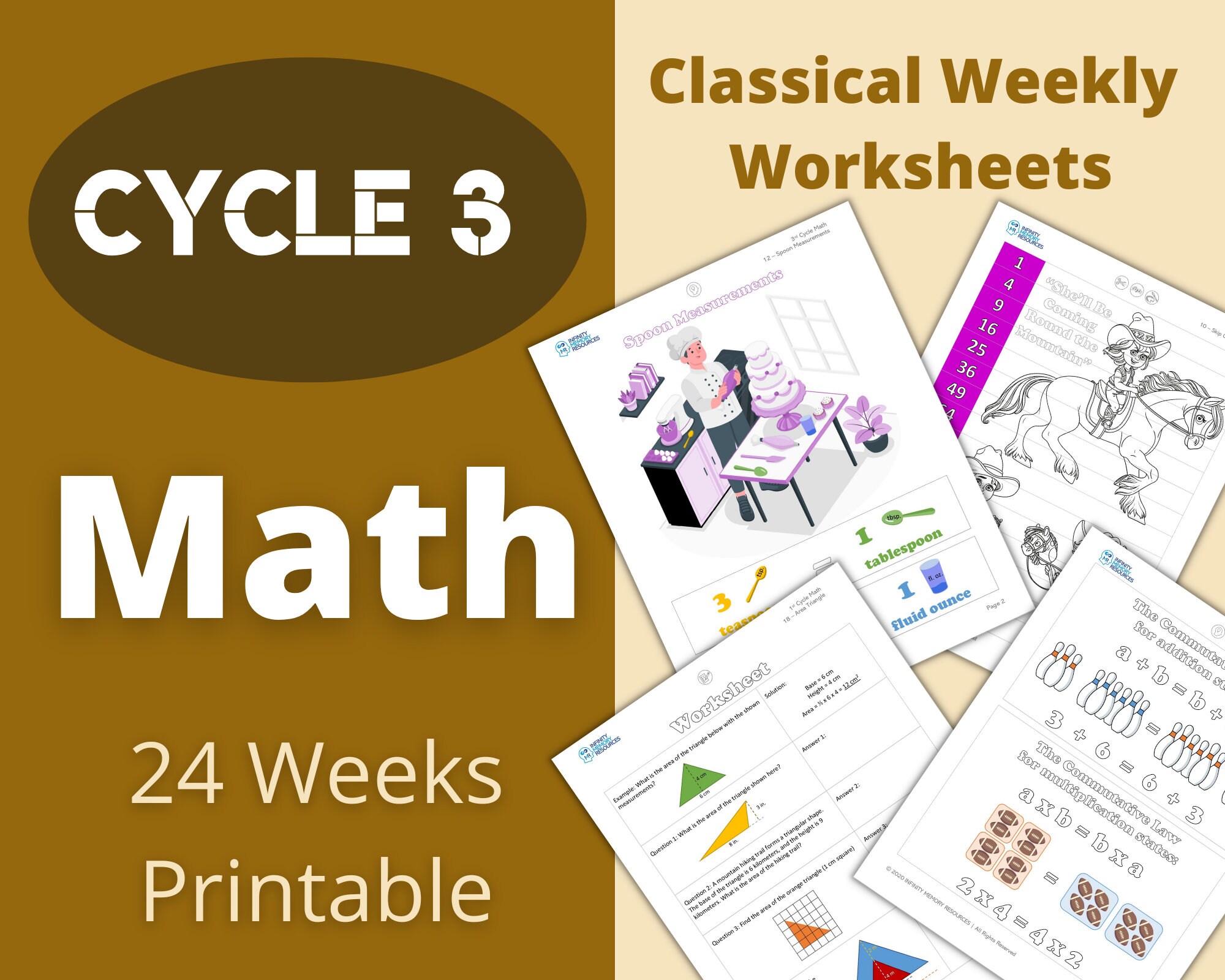 Cycle 3 Math Classical Weekly Worksheets 24 Weeks - Etsy