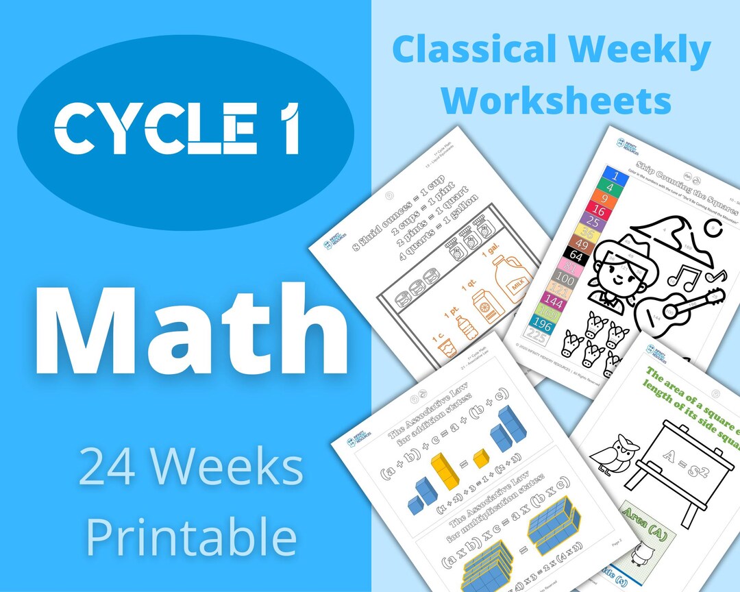 Cycle 1 - Math - Classical Weekly Worksheets - 24 Weeks - Etsy