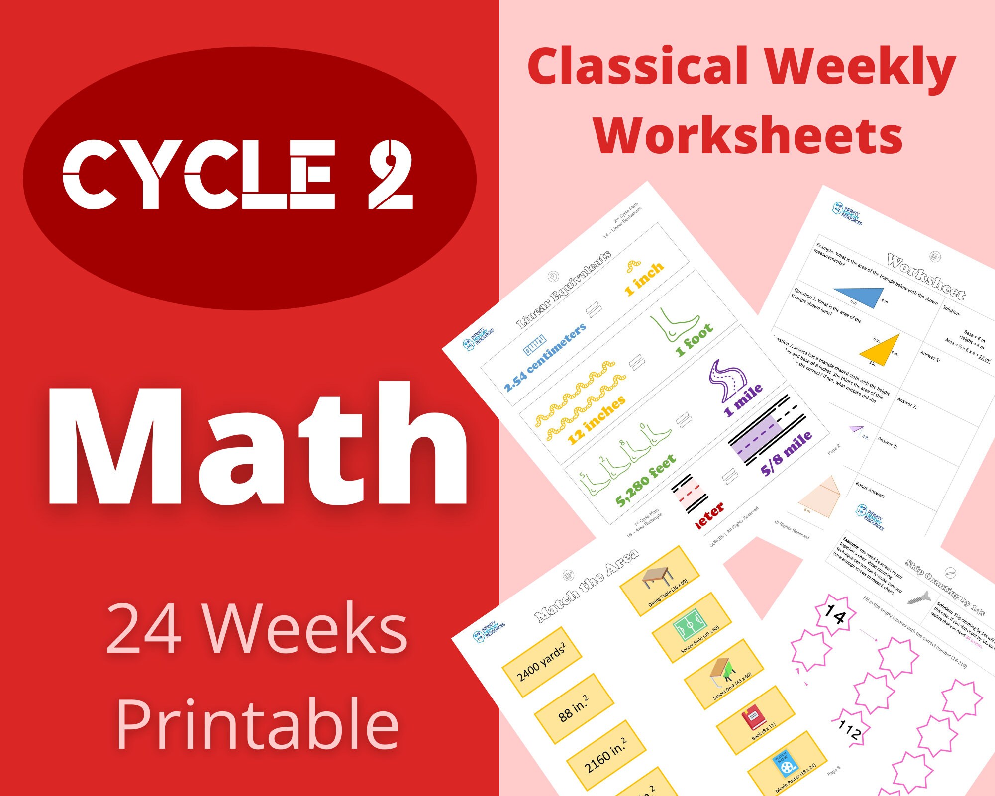 Cycle 2 Math Classical Weekly Worksheets 24 Weeks - Etsy