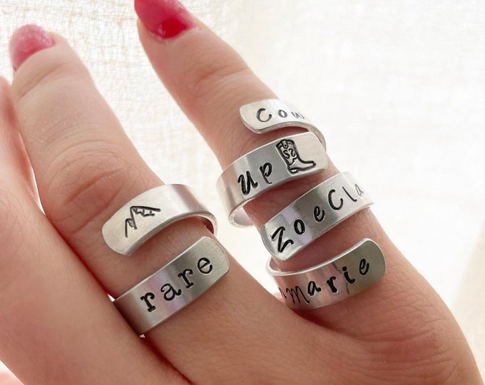 Name Ring Hand Stamped Name Ring Silver Name Ring Gold Name Ring Rose ...