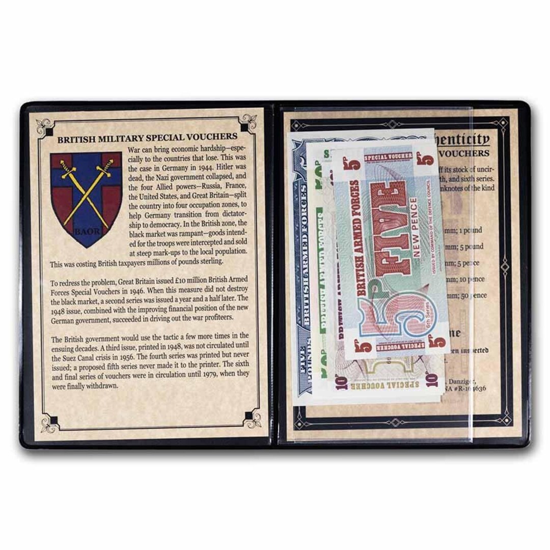 British Military Five Banknotes Set UNC COA & History Info ~ Sealed ...