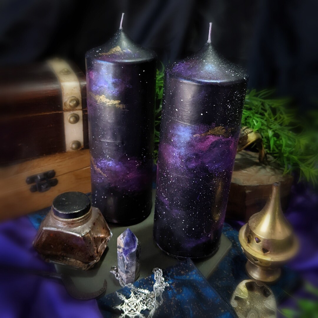 8 Inch Violet-core Pillar Candle Nebula Space Candle - Etsy