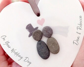 Family Personalised Hanging Heart Pebble Decoration Gift Ornament Gifts ...