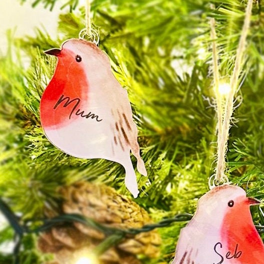 Personalised Robin Christmas Tree Decoration Robin Gifts - Etsy UK