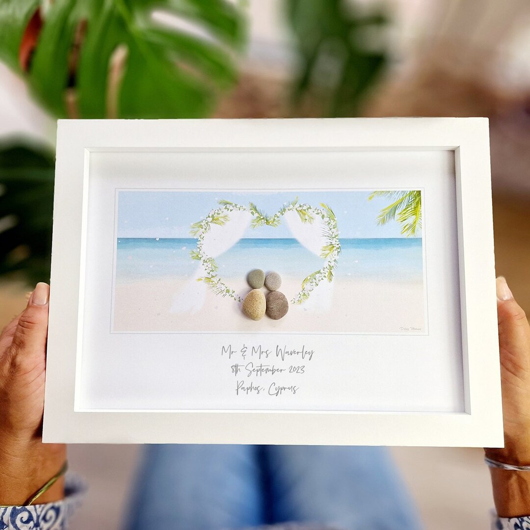 Personalised Beach Wedding Personalised Pebble Picture | Wedding Gift ...