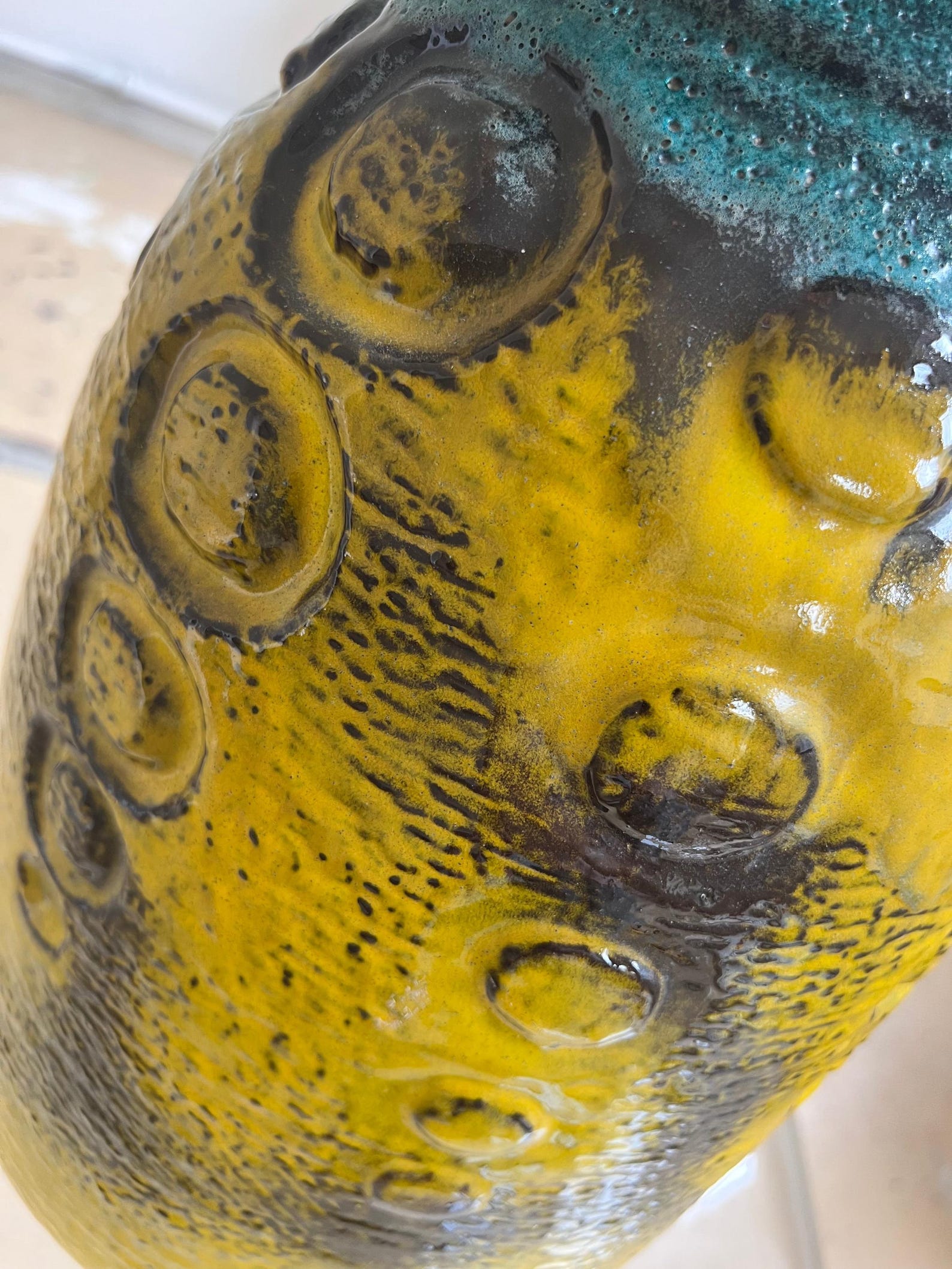 Yellow Fat Lava Floor Vase From Carstens Keramik - Etsy