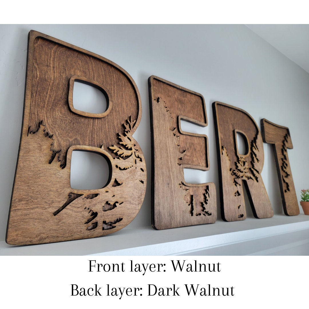Nursery Name Sign Letters Alphabet Trees Nature Evergreen Pine - Etsy ...