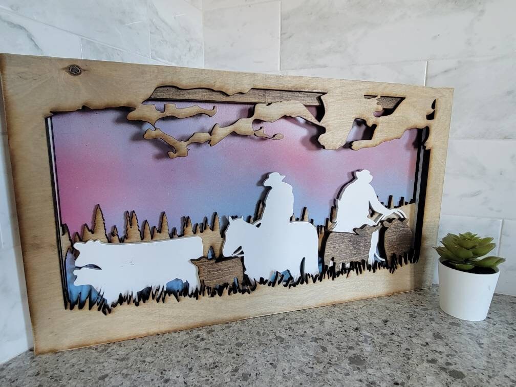 Cowboy Art Frame Rancher Cowgirl Calf and Cow Horse and Rider - Etsy