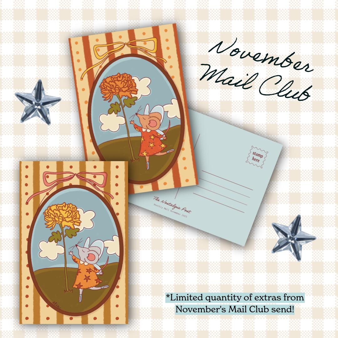 Mouse and Chrysanthemum Postcard Art Print - Etsy