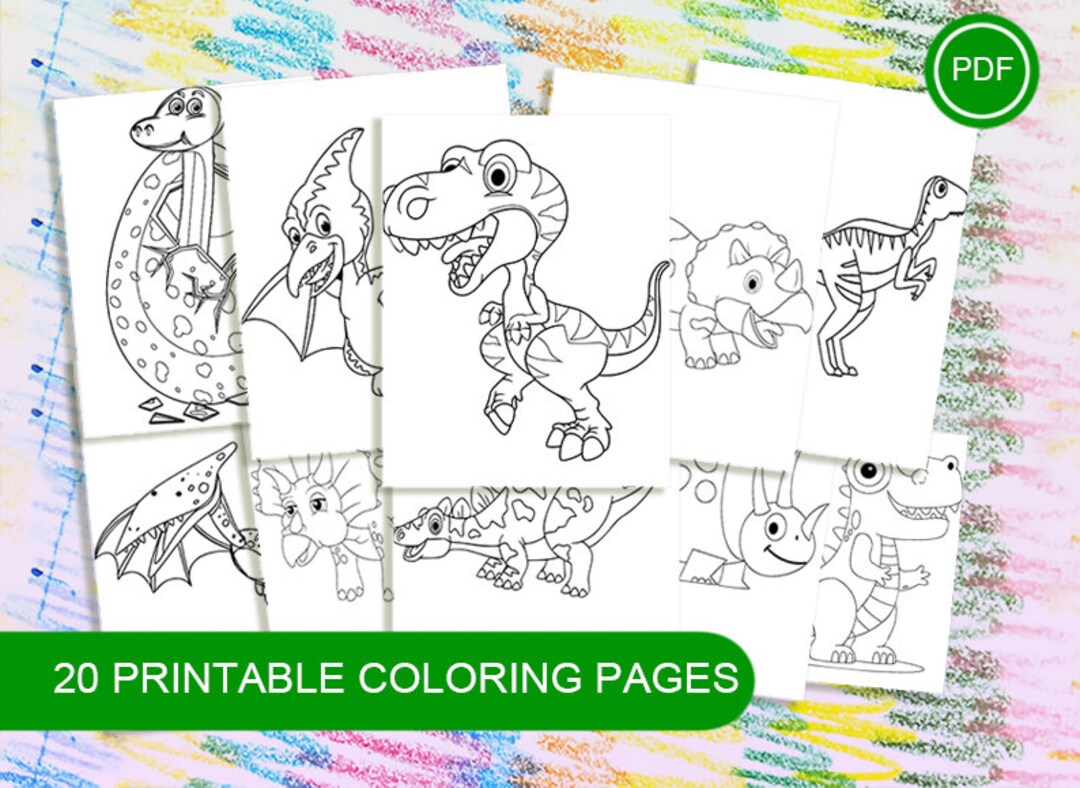 Dino-mite Dinosaur Coloring Pages 20 Printable Designs for - Etsy