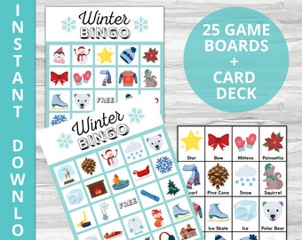 Winter Bingo Kids Printable Winter Game Snow Day Activity - Etsy