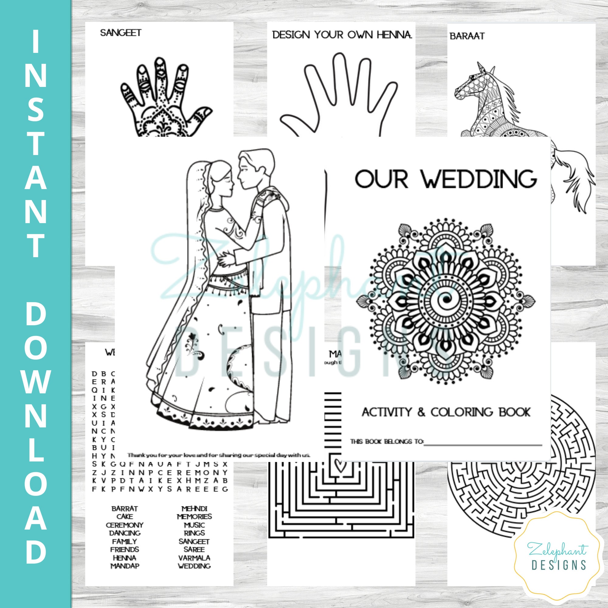 Indian Wedding Activity and Coloring Booklet - Etsy