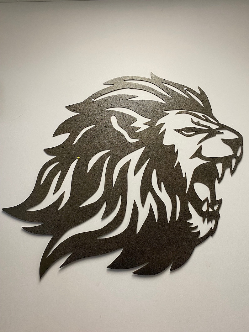 Roaring Lion, Metal Wall Art, Lion Head Decor, Lion Decor, Oversized ...
