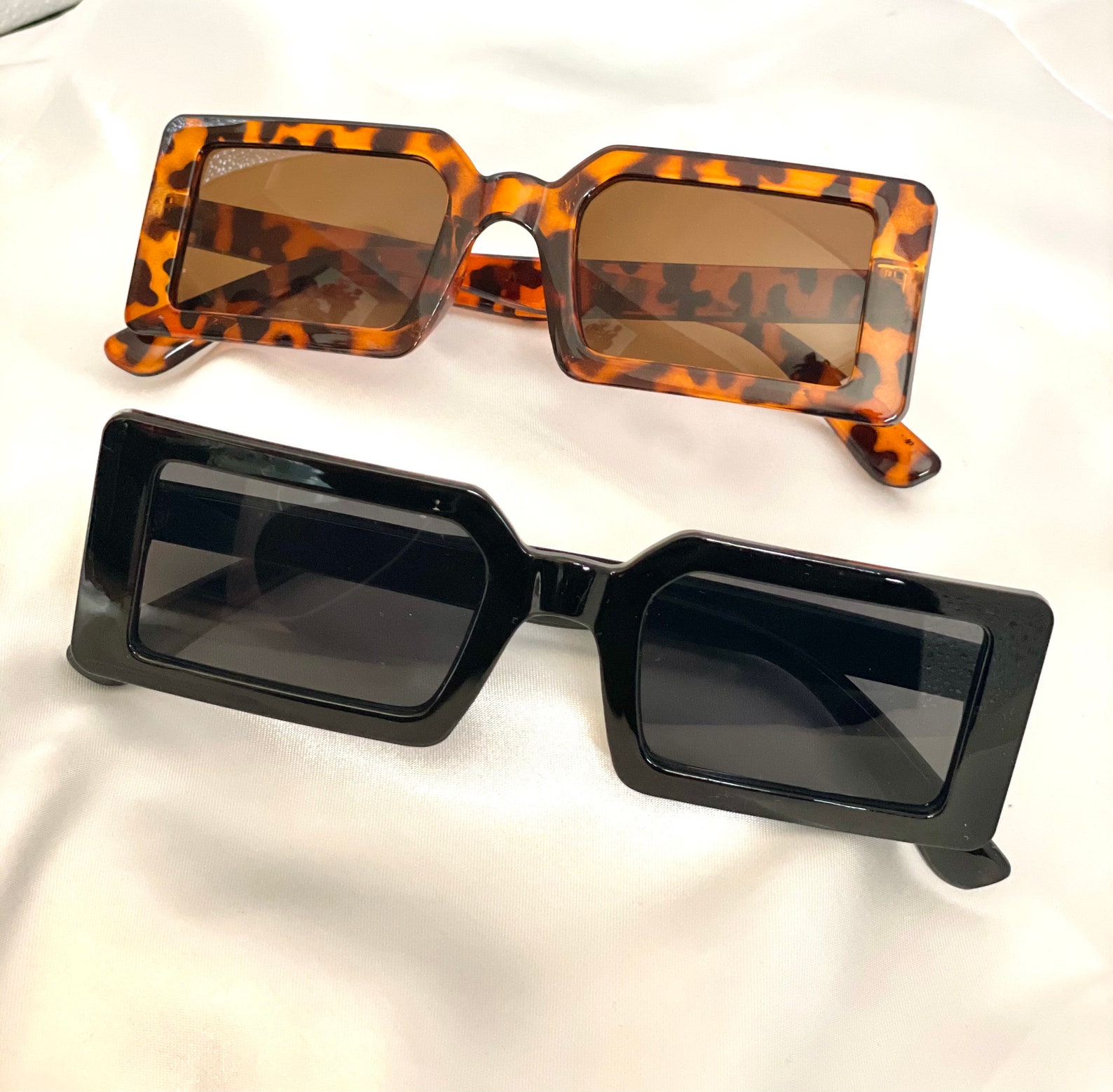 Retro Rectangle Vintage Sunglasses Womens Sunglasses Etsy