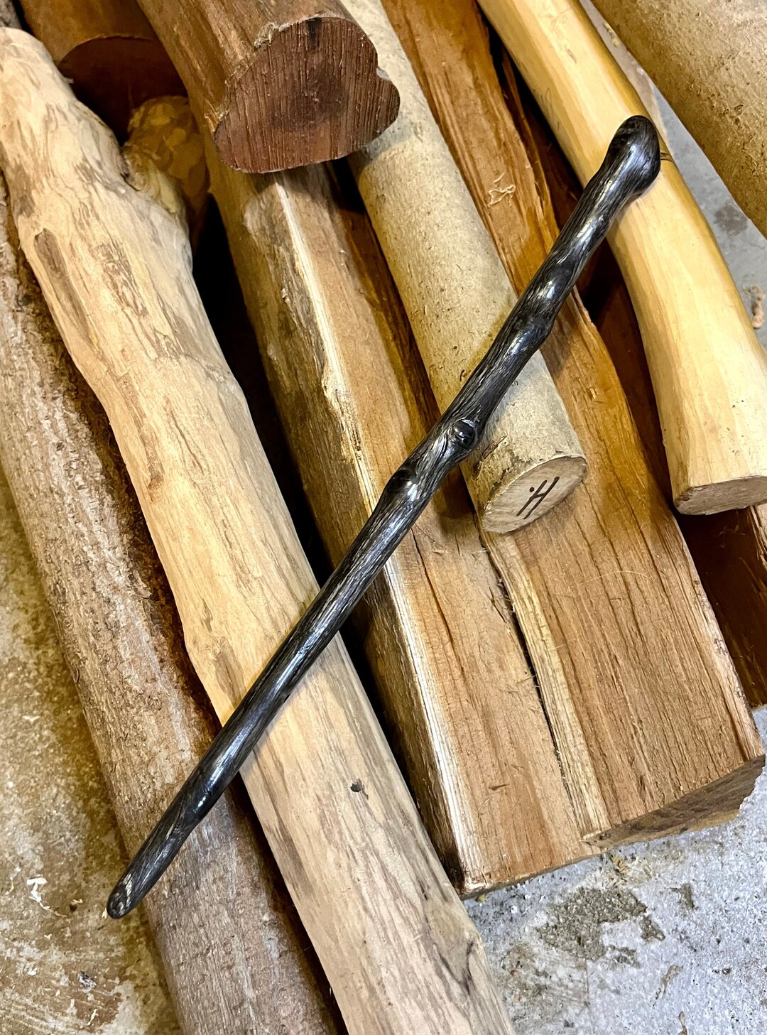 11.5” Knotty Water Oak Wand, Ebonized - Etsy