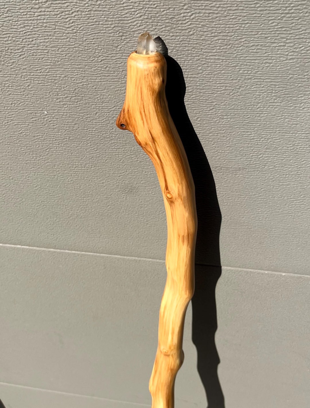 58” Pear Wizard Staff With Crystal, Knotty & Spalted (robust and Wonky ...