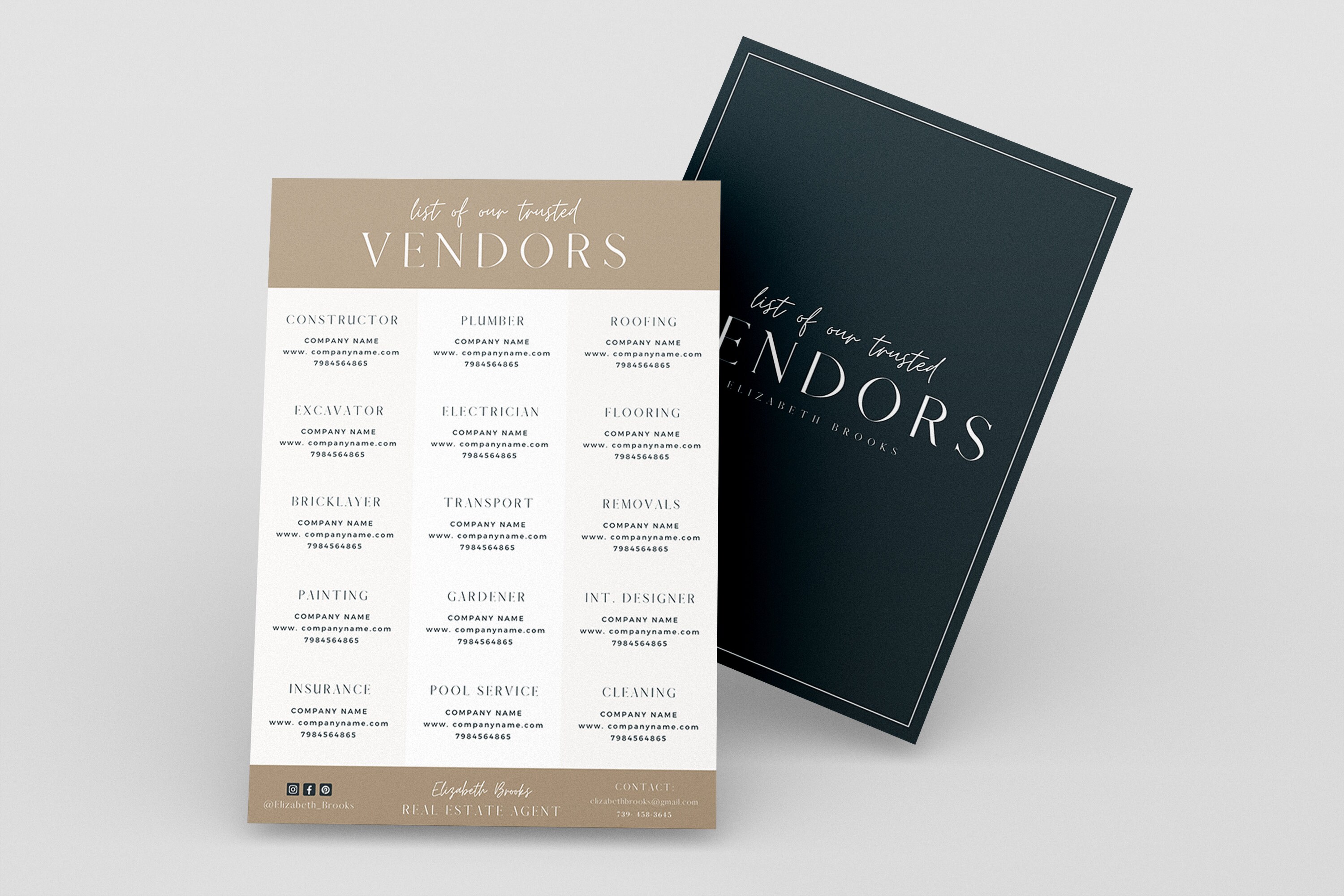 Vendor List Editable Template Real Estate Marketing Trusted - Etsy