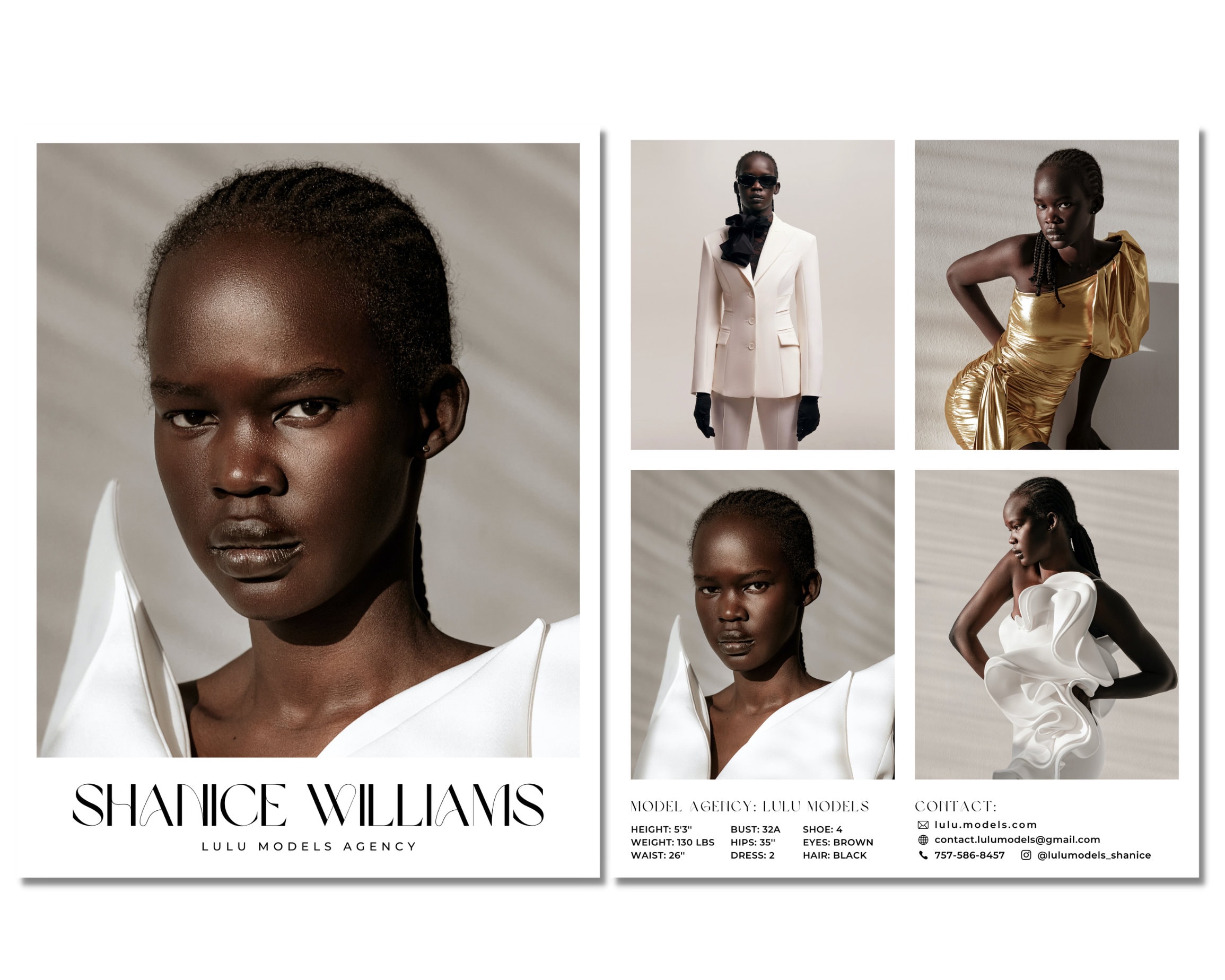 Model Comp Card / Canva Template / Fashion Model Zed Card / Model ...